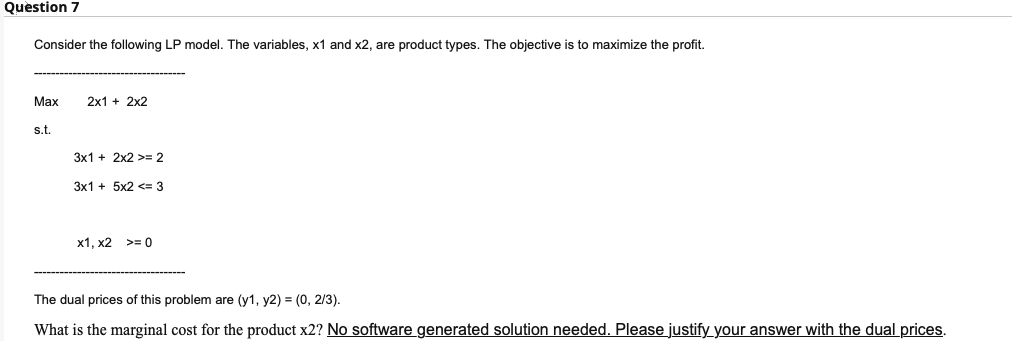Solved Consider the following LP model. The variables, x1 | Chegg.com