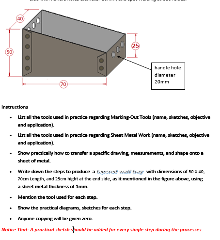 Solved 50 handle hole diameter 20mm Instructions • List all | Chegg.com