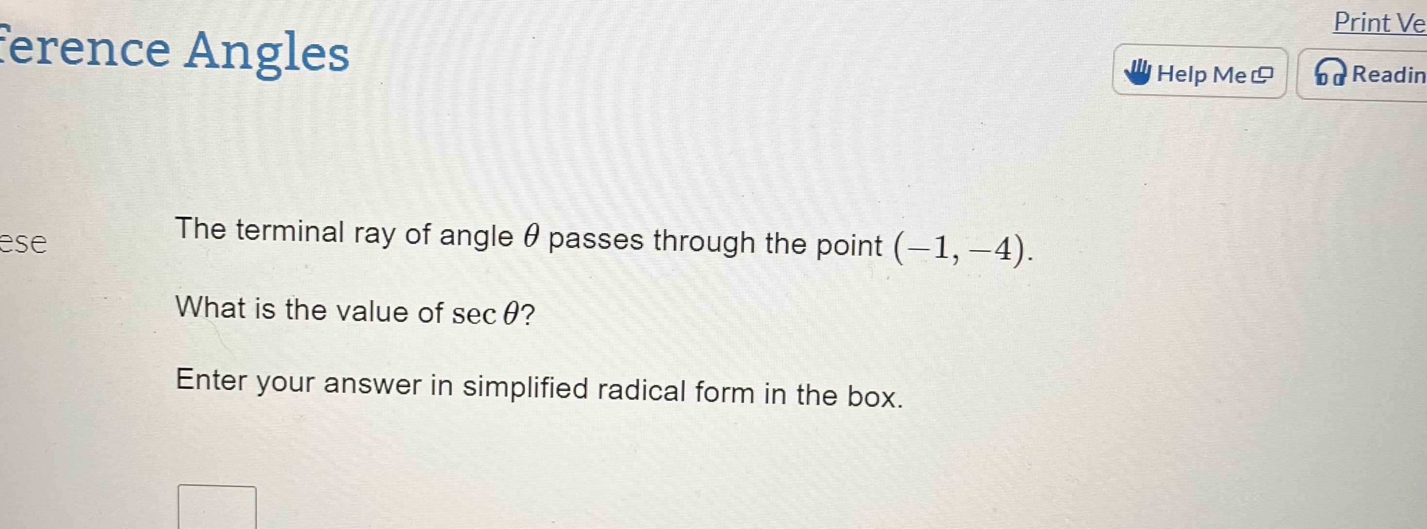 Solved The terminal ray of angle θ ﻿passes through the point | Chegg.com