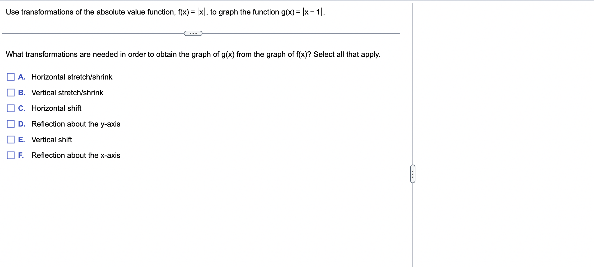 Solved Use transformations of the absolute value function, | Chegg.com