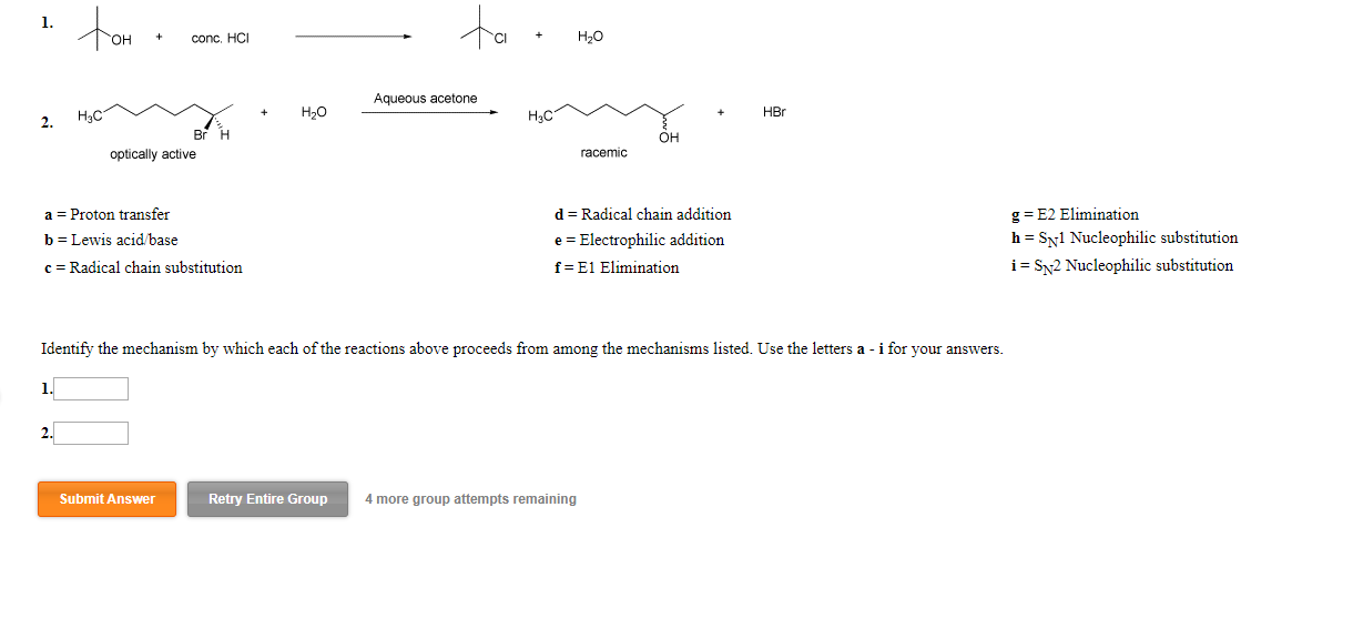 Solved Identify the mechanism by which each of the reactions | Chegg.com