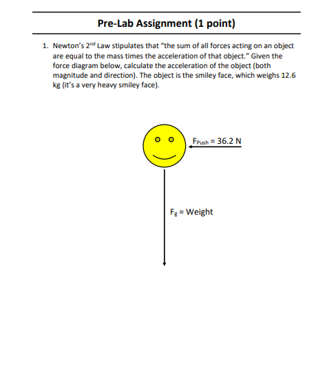 Solved Pre-Lab Assignment (1 point) 1. Newton's 2 Law | Chegg.com