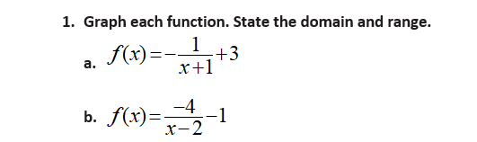 Solved 1. Graph each function. State the domain and range. 1 | Chegg.com