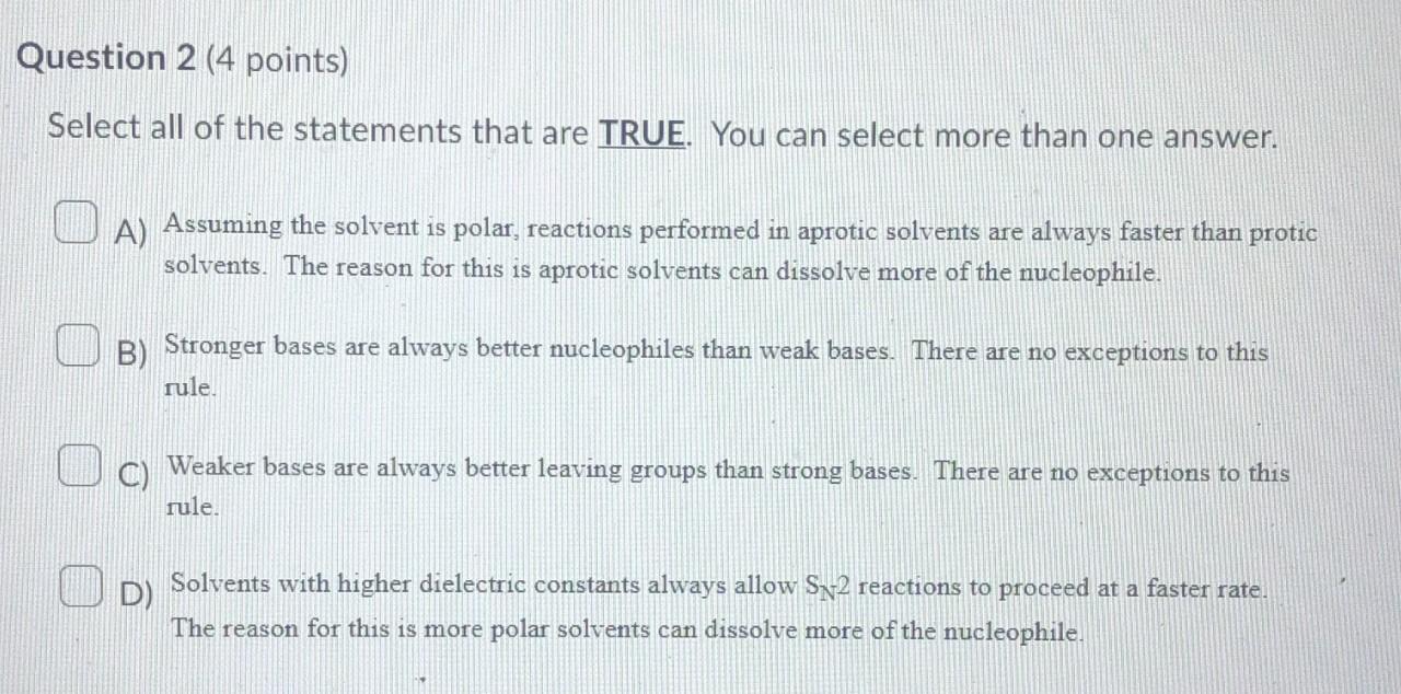 Solved Select All Of The Statements That Are True You Can 0283