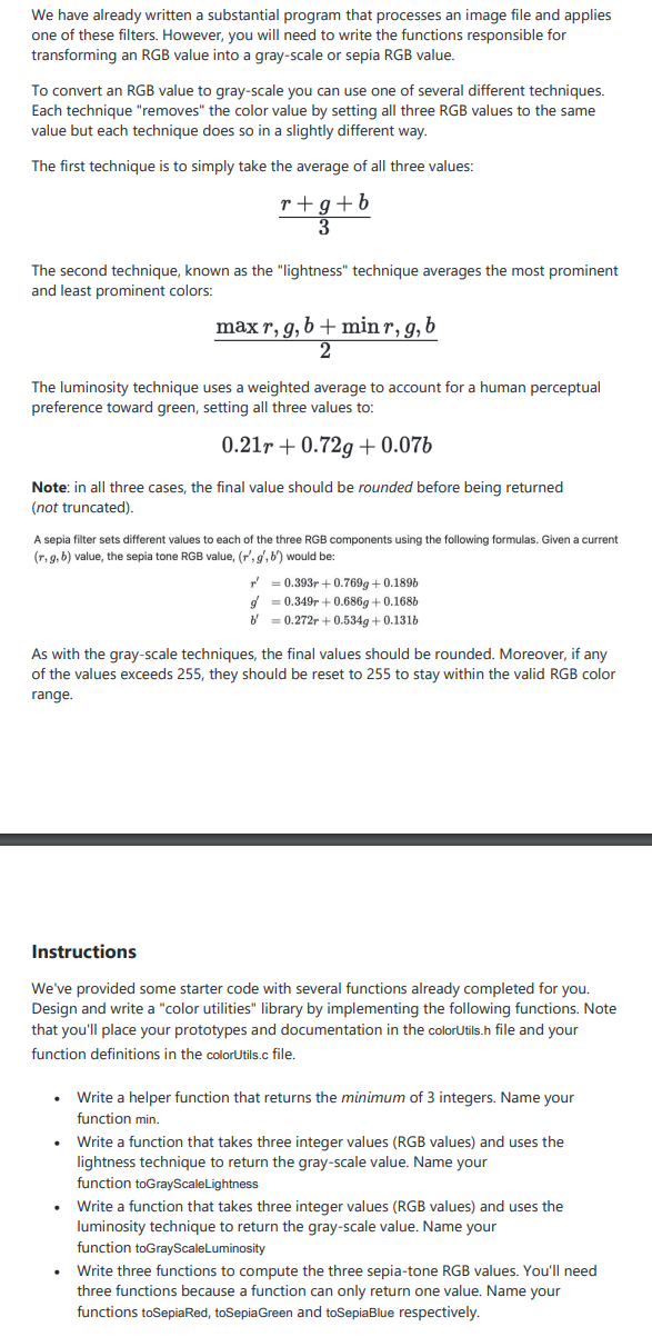 Solved colorUtils.h: /** * A collection of utility | Chegg.com