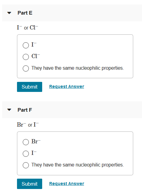 Solved Which member of each pair is a better nucleophile in | Chegg.com