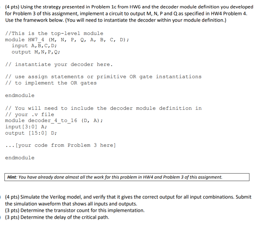 Solved (4 pts) Using the strategy presented in Problem 1c | Chegg.com