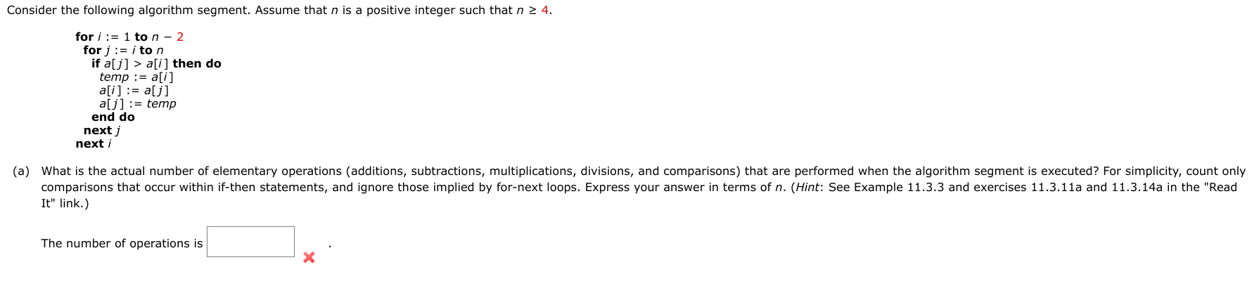 Solved Consider The Following Algorithm Segment Assume That