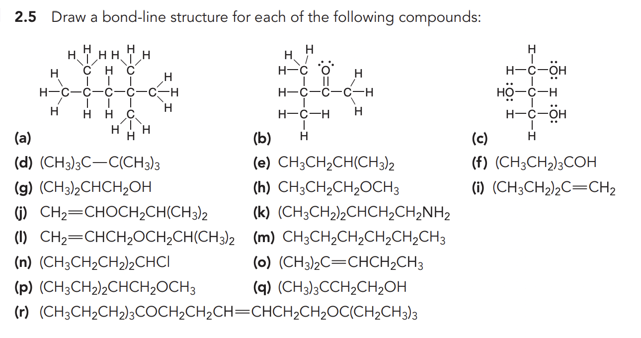 Solved 2.5 Draw a bond-line structure for each of the | Chegg.com