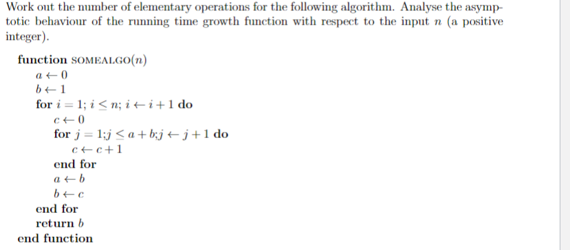 Solved Work out the number of elementary operations for the | Chegg.com