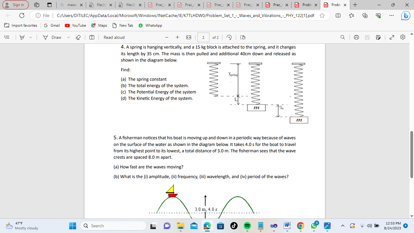 Solved 4. A spring is hanging vertically, and a 15 kg block | Chegg.com