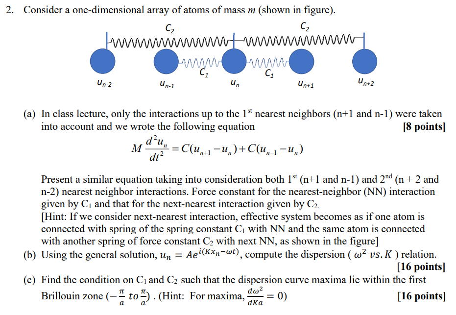 Solved 2. Consider a one-dimensional array of atoms of mass | Chegg.com