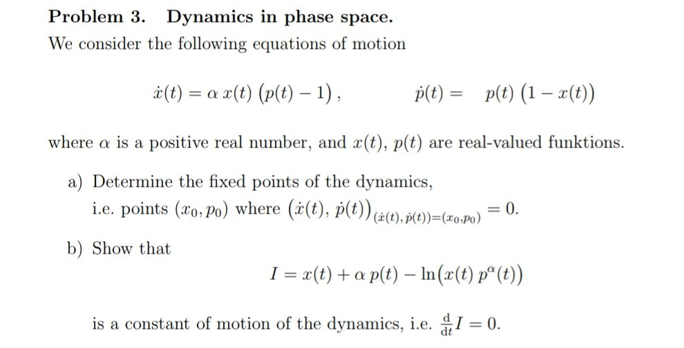 Solved Problem 3. Dynamics in phase space. We consider the | Chegg.com