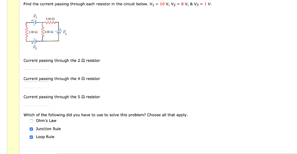 Solved Find the current passing through each resistor in the | Chegg.com