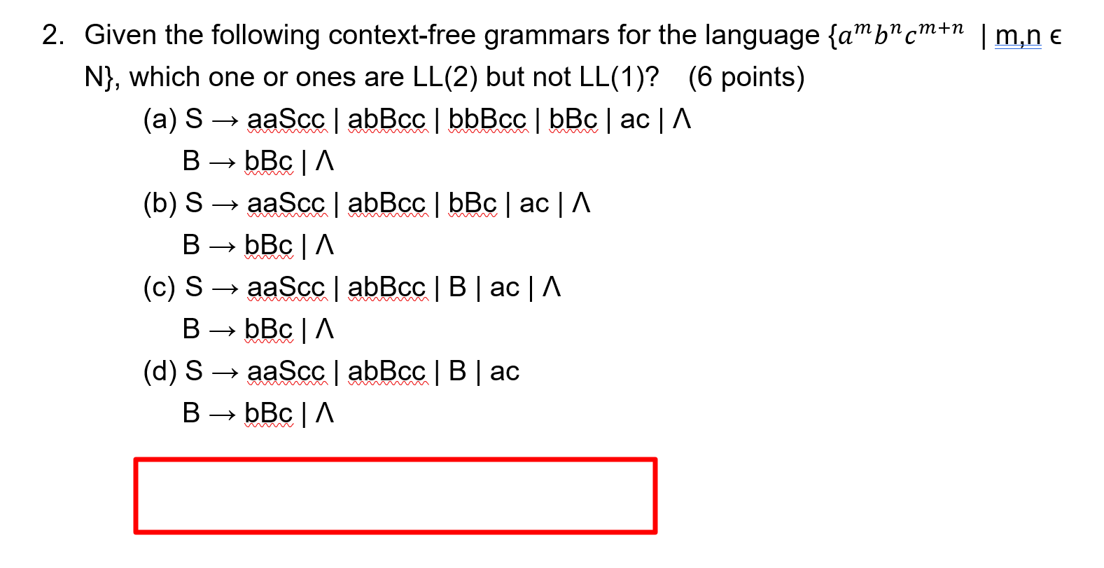 Solved 2. Given the following context-free grammars for the | Chegg.com