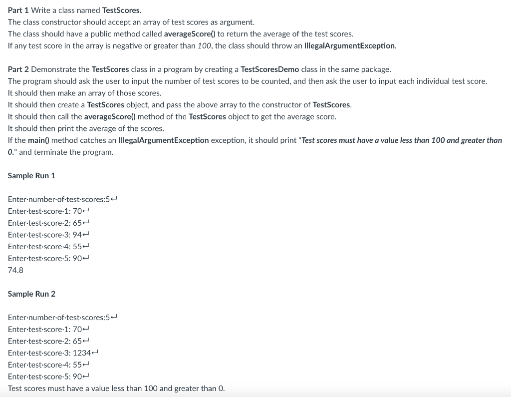 Solved need the code in java with two separate classes I | Chegg.com