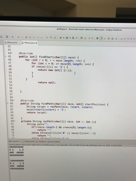 java recursive maze solver, below i have included my | Chegg.com