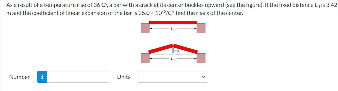Solved As a result of a temperature rise of 36C∘, a bar with | Chegg.com