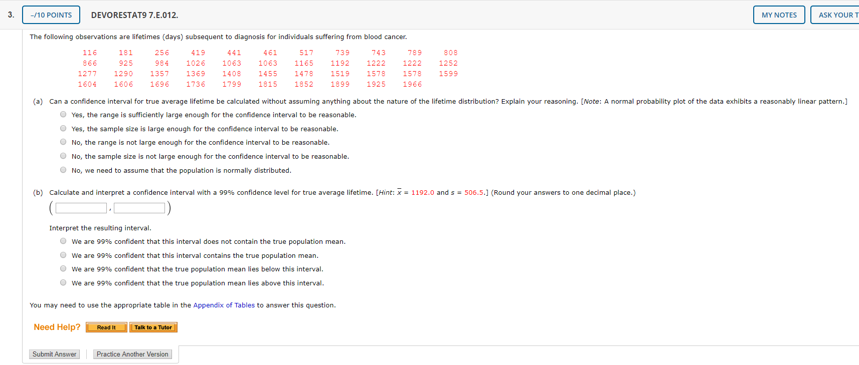 Solved 10 Points Devorestat9 7 E 012 My Notes Wynotes Ask