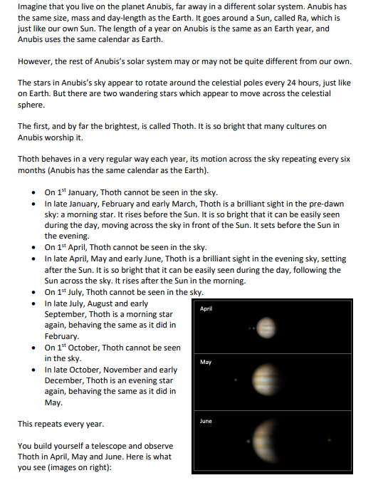 Solved Imagine that you live on the planet Anubis, far away | Chegg.com