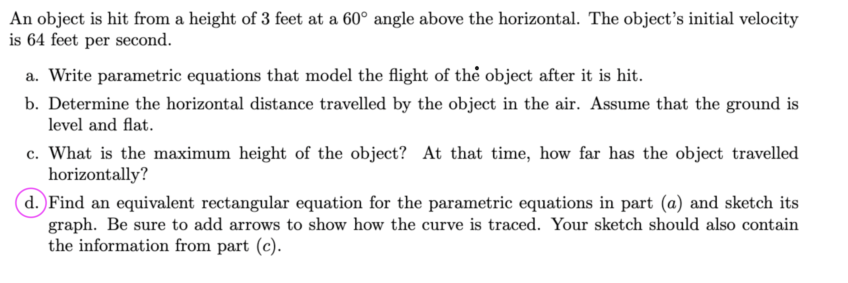 Solved PART D PLEASE An object is hit from a height of 3 | Chegg.com