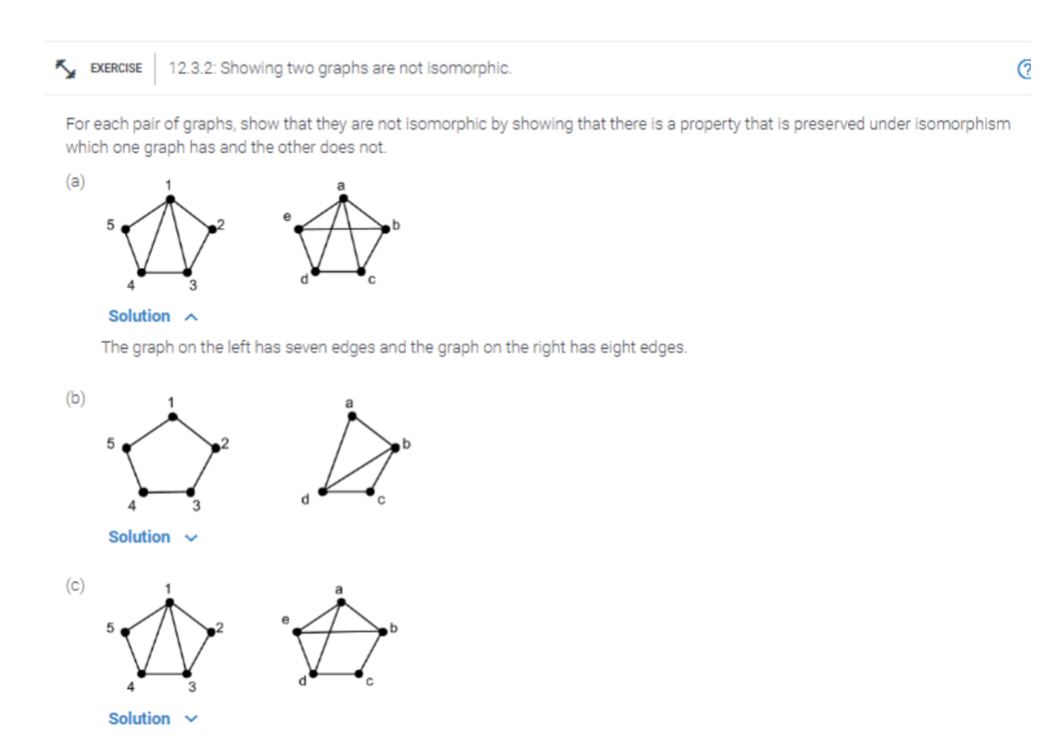 Solved For each pair of graphs, show that they are not | Chegg.com