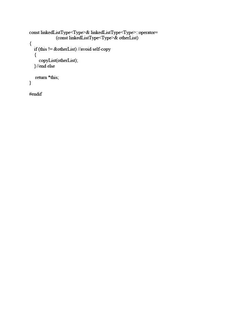 Solved const linkedListType & linkedListType Solved const linkedListType & linkedListType