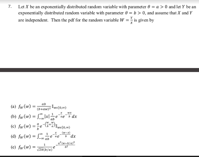 Solved 7. Let X be an exponentially distributed random | Chegg.com