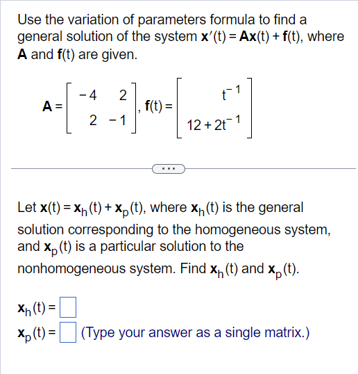 Solved Use The Variation Of Parameters Formula To Find A