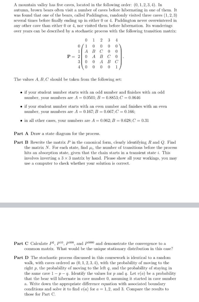 Solved A mountain valley has five caves, located in the | Chegg.com