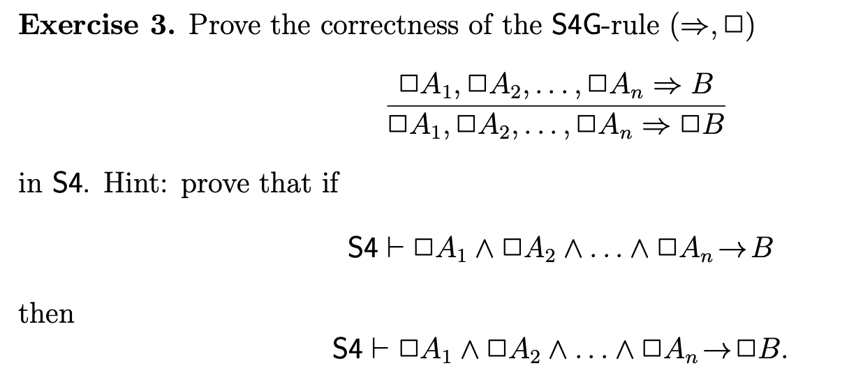 Solved Exercise 3. Prove the correctness of the S4G-rule | Chegg.com