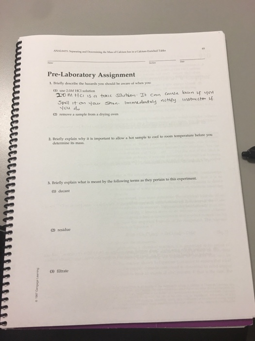 Solved Pre-Laboratory Assignment 1. Bricfly describe the | Chegg.com