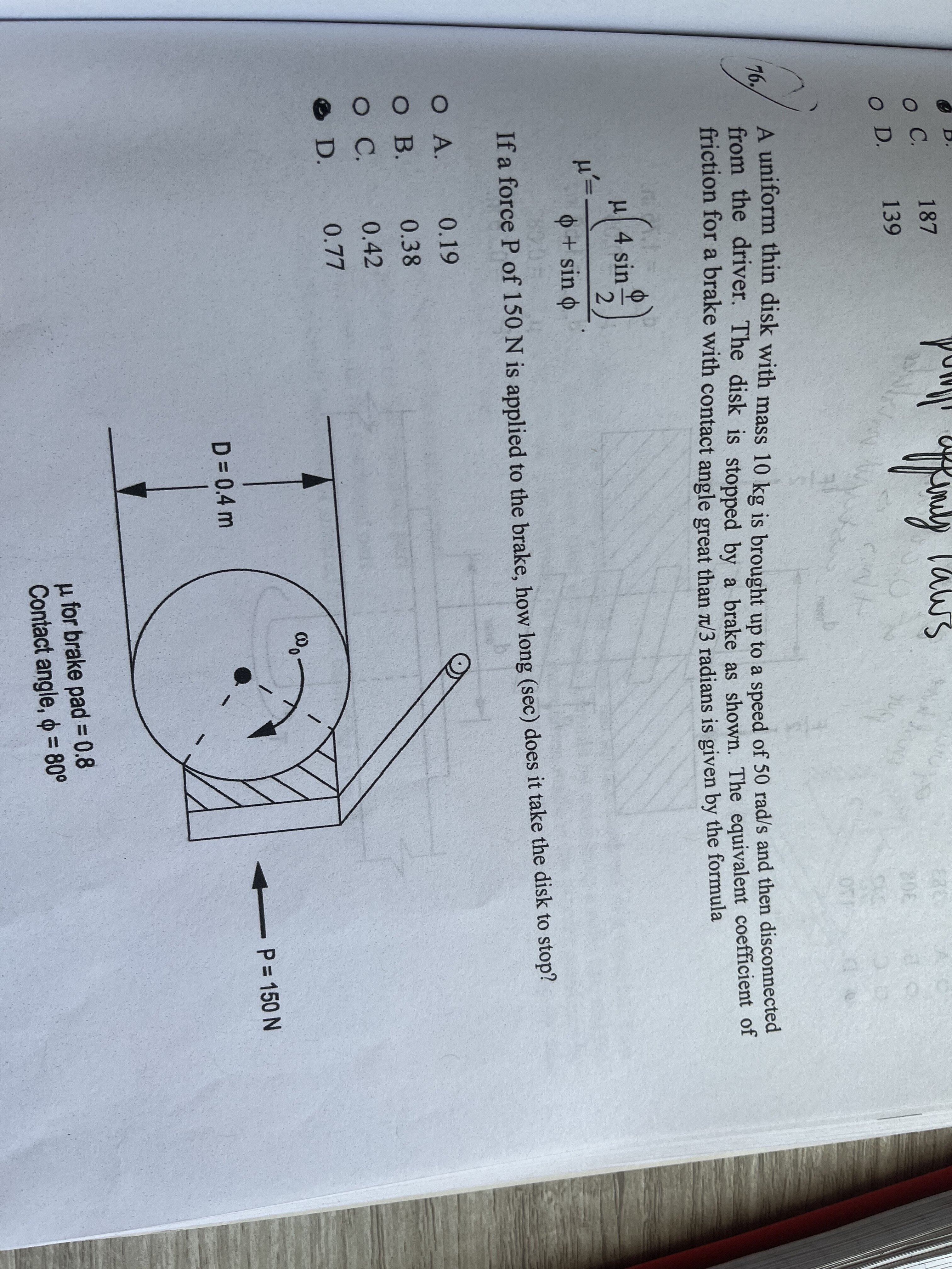 Solved 187 laws offinity Ос. SOE 139 0 D ਹੈ 76. A uniform | Chegg.com