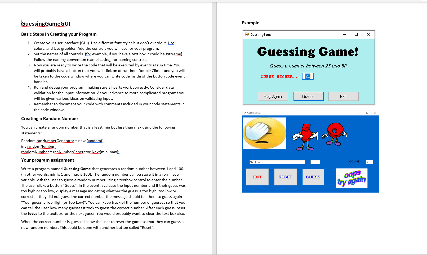 Solved GuessingGameGUI Example Guessing Game X Guessing | Chegg.com