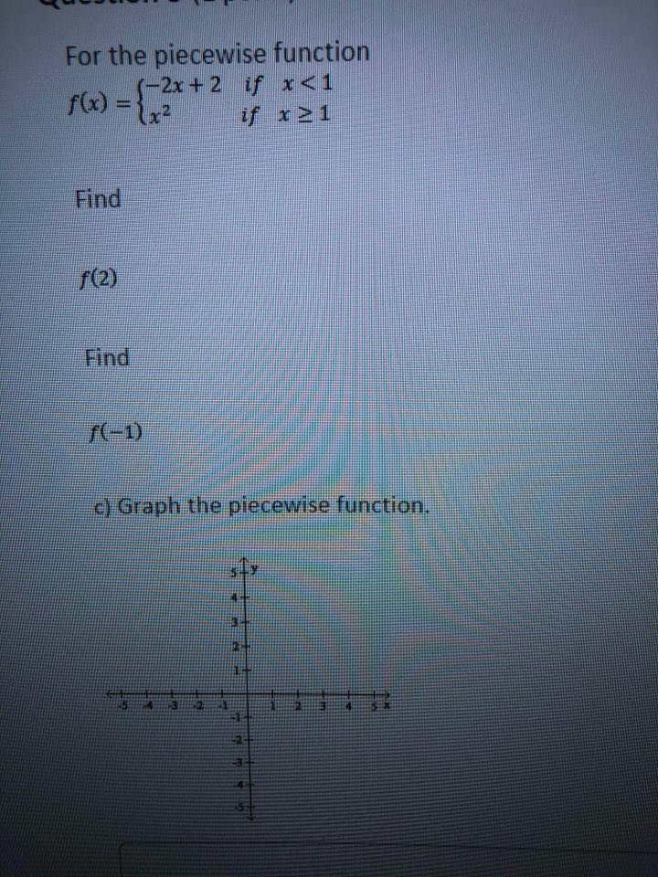 Solved For the piecewise function -2x + 2 if x