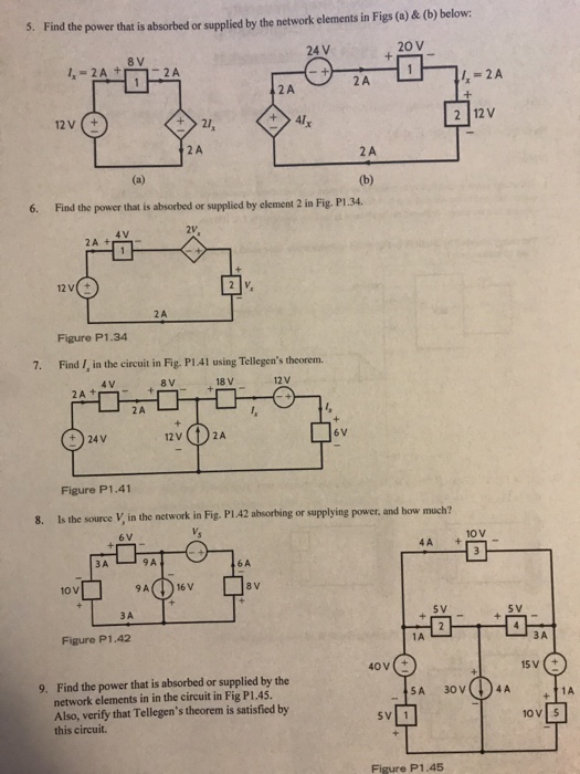5. Find the power that is absorbed or supplied by the | Chegg.com
