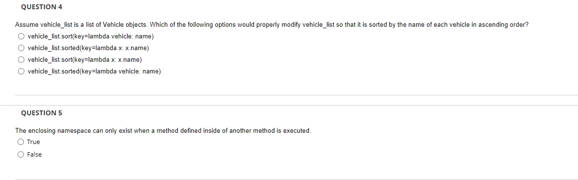 Solved Assume vehicle_list is a list of Vehicle objects. | Chegg.com