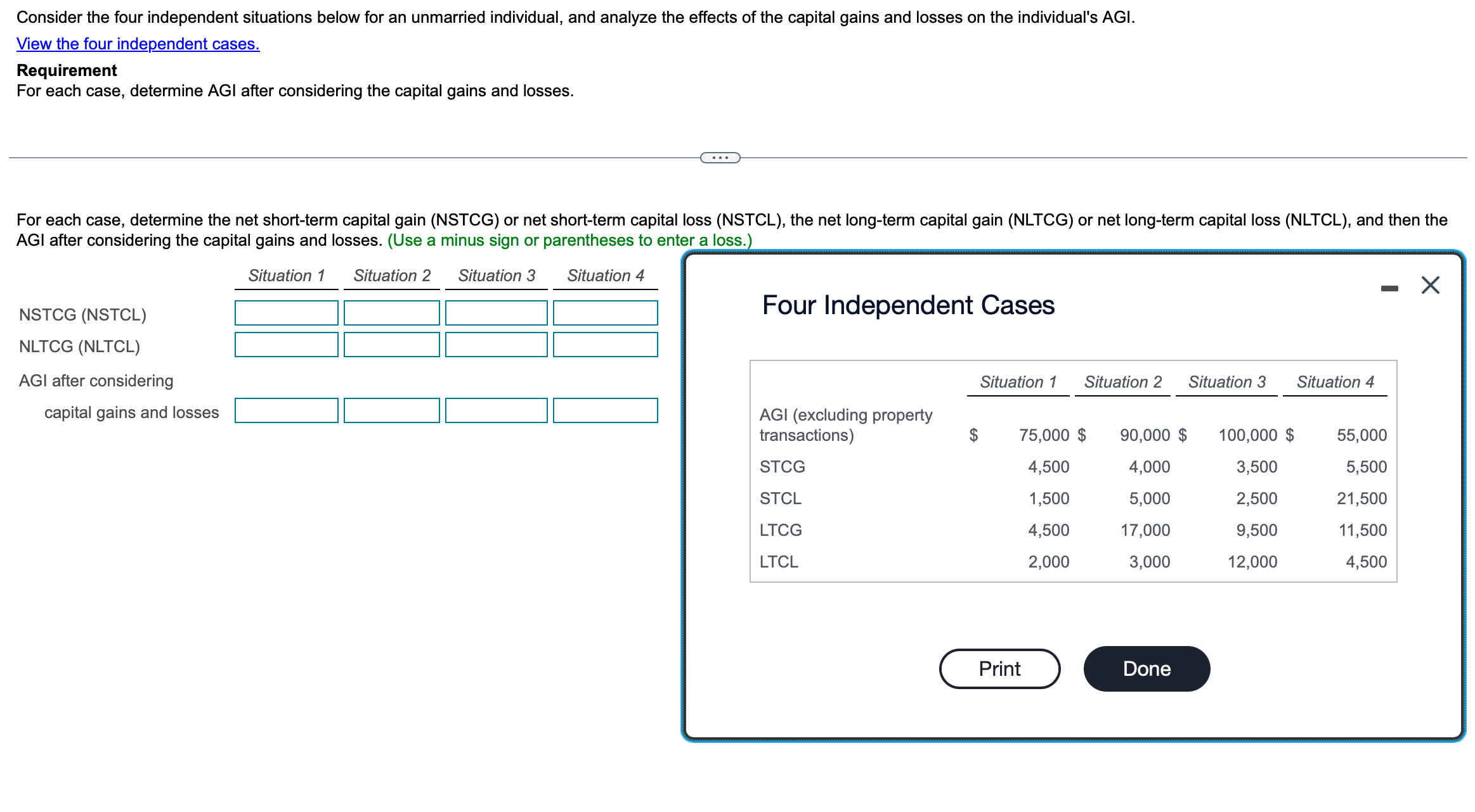 Solved Consider the four independent situations below for an | Chegg.com Solved Consider the four independent situations below for an | Chegg.com