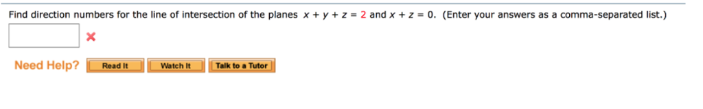 Solved Find direction numbers for the line of intersection | Chegg.com