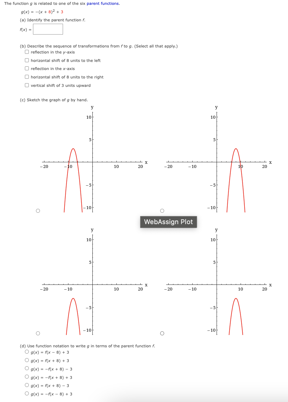 The Function G Is Related To One Of The Six Parent Chegg