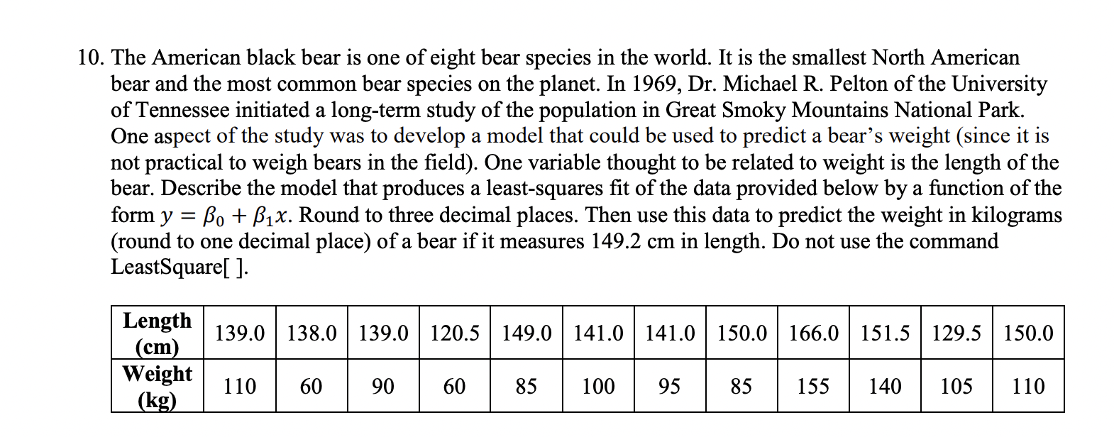 Solved 0 . The American black bear is one of eight bear | Chegg.com