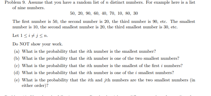 Solved Problem 9. Assume that you have a random list of n | Chegg.com