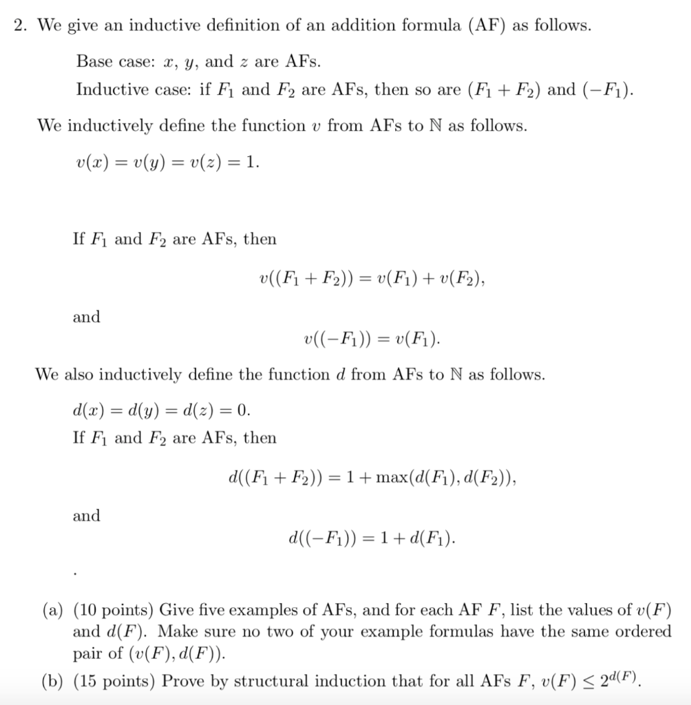 2. We give an inductive definition of an addition | Chegg.com