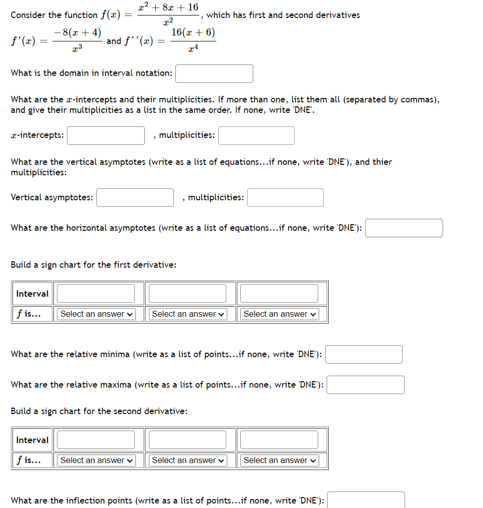 Solved x2 + 8x + 16 Consider the function f(x) which has | Chegg.com