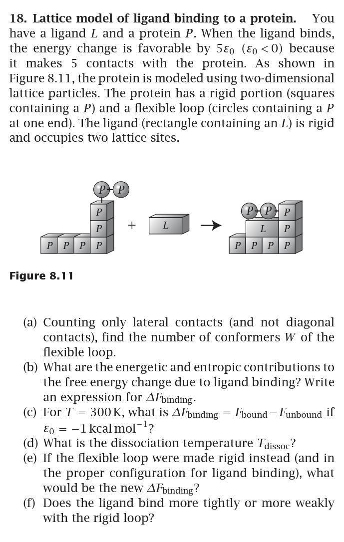 Solved 18. Lattice model of ligand binding to a protein. You | Chegg.com