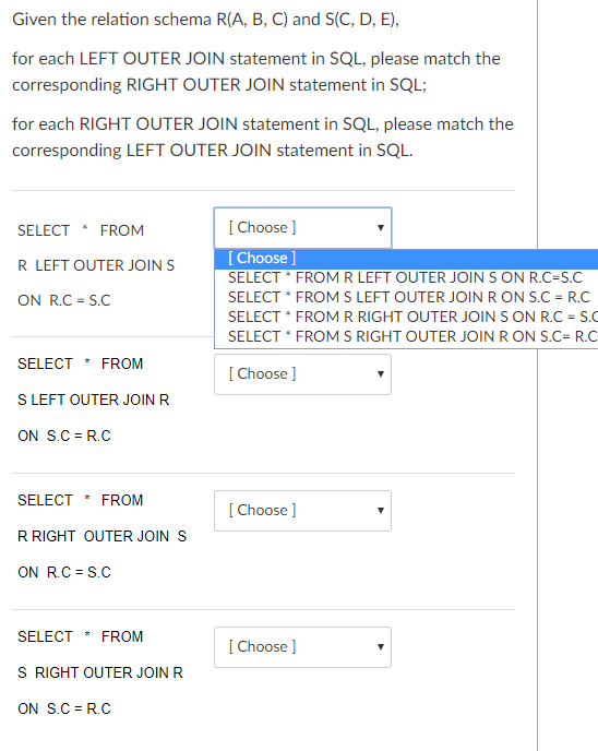 Solved Given the relation schema R(A, B, C) and S(C, D, E) | Chegg.com