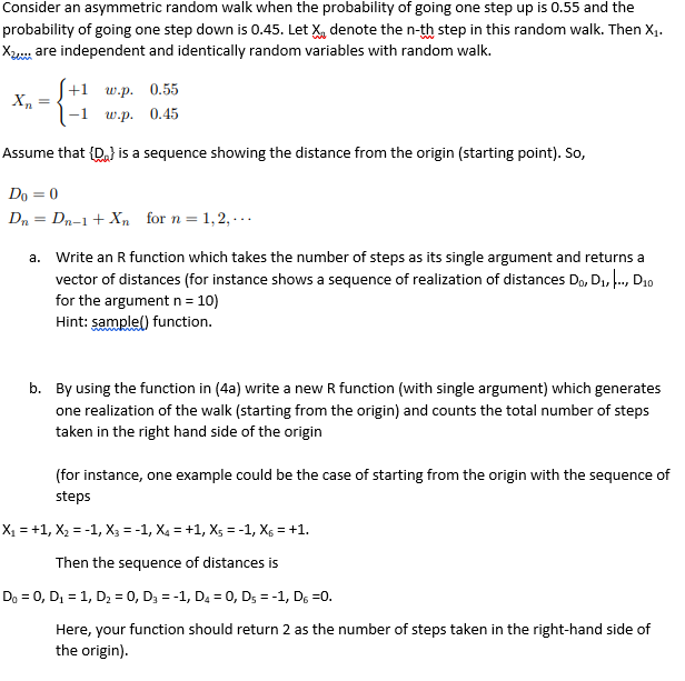 Solved Consider an asymmetric random walk when the | Chegg.com