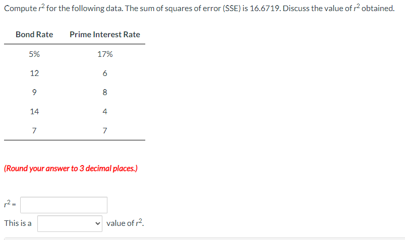 Solved Compute r2 for the following data. The sum of squares | Chegg.com