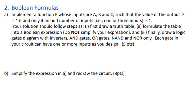 Solved 2 Boolean Formulas A Implement A Function F Whose 9574