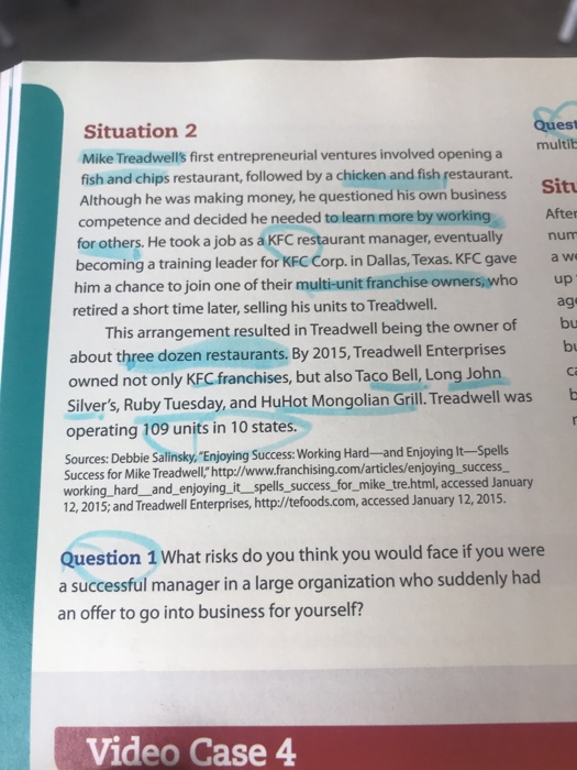 Solved es Situation 2 Mike Treadwell's first entrepreneurial | Chegg.com